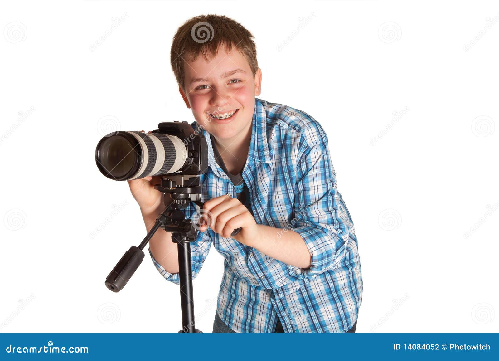 Teenager with camera stock photo. Image of hobby, camera - 14084052