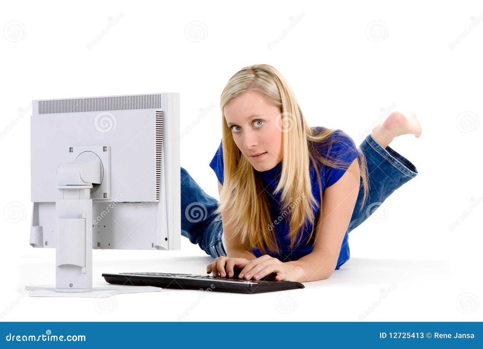 Teenager on Computer stock image. Image of teenage, cute - 12725413