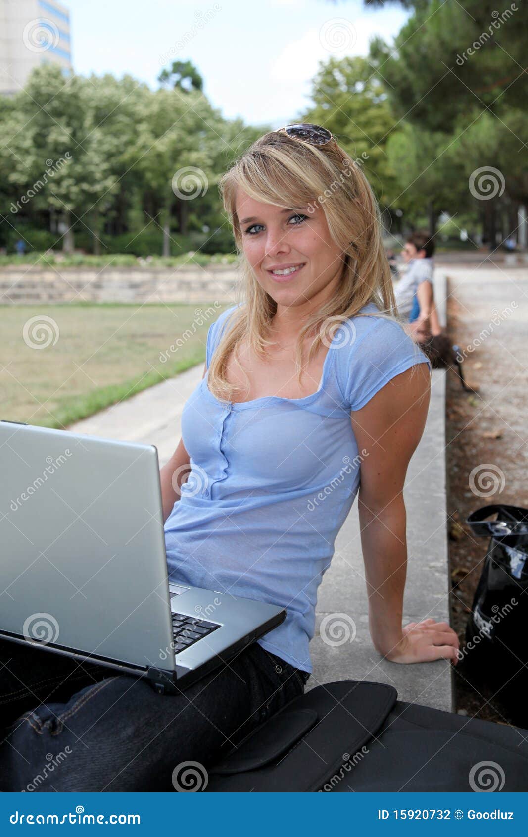 Teenager with computer stock photo. Image of campus, laptop - 15920732