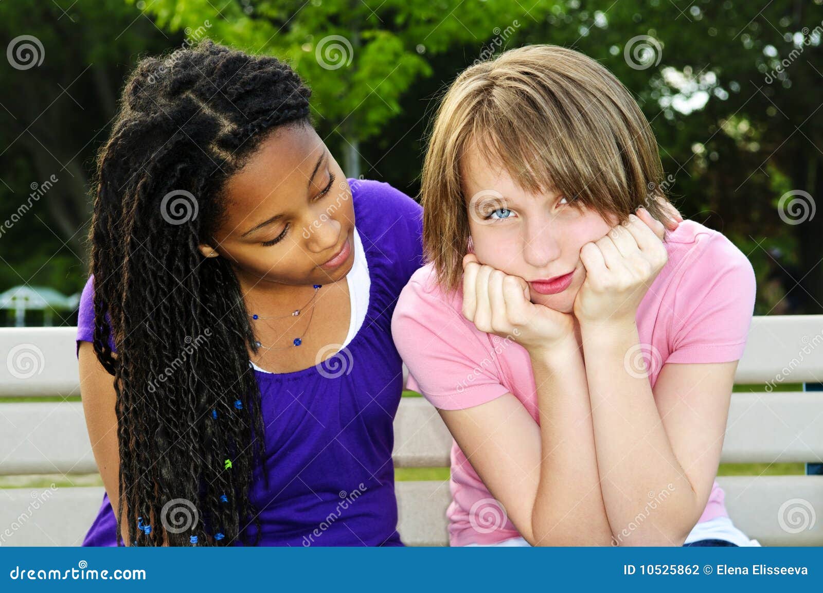Teenager Consoling Her Friend Stock Photo - Image of american, african ...