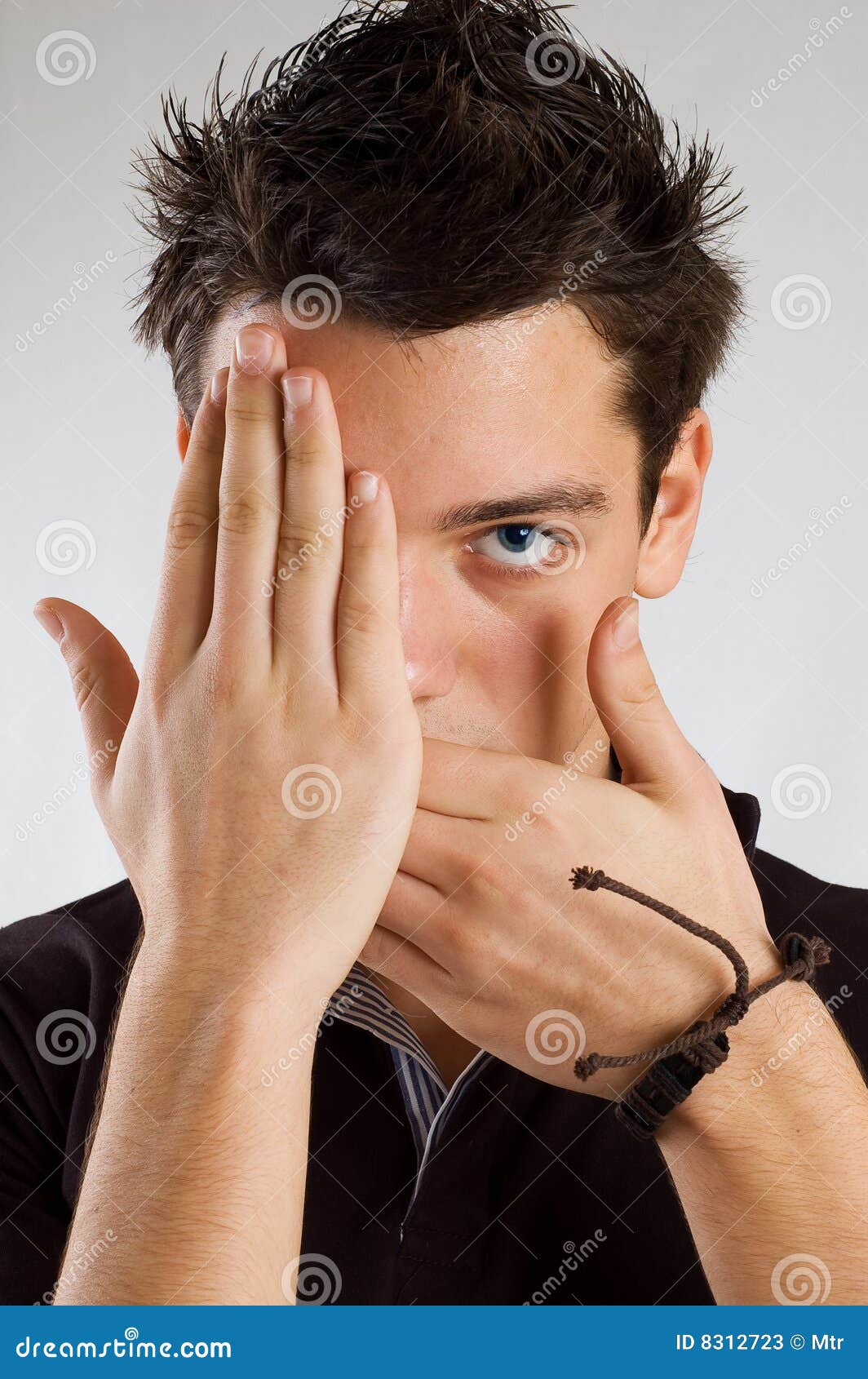 Teenager Covering Half Face Stock Image - Image of teenager, model: 8312723