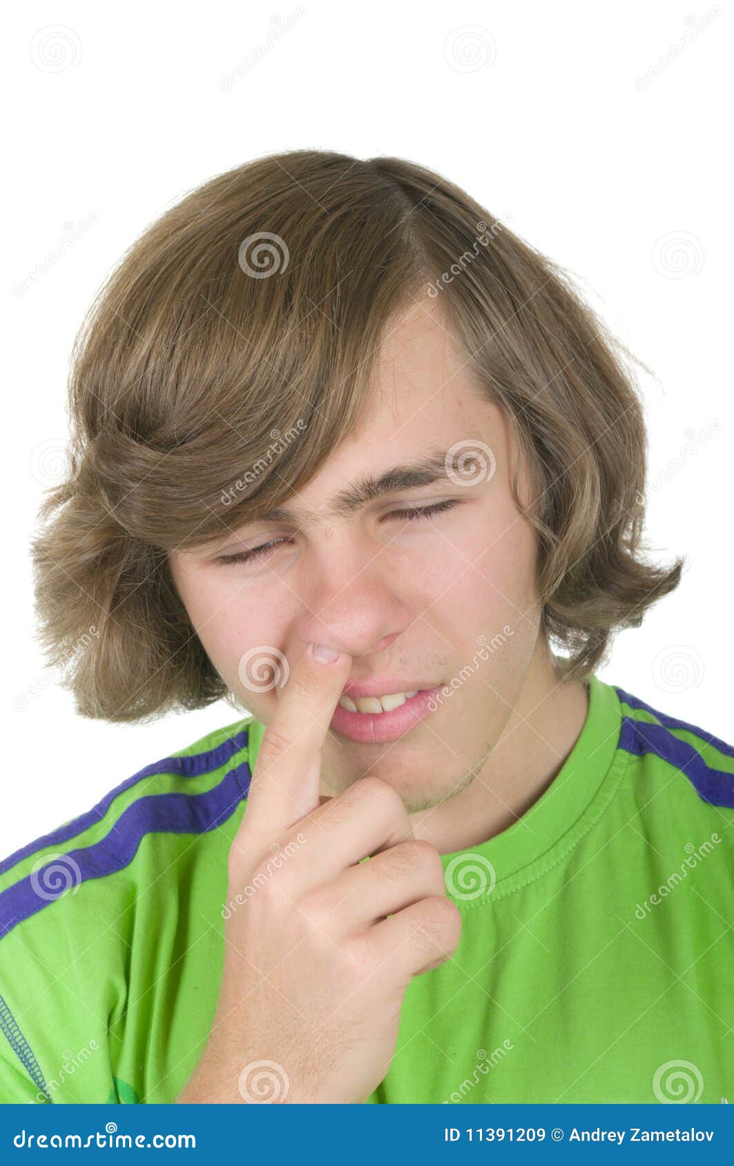 Teenager digs in a nose stock image. Image of close, front - 11391209