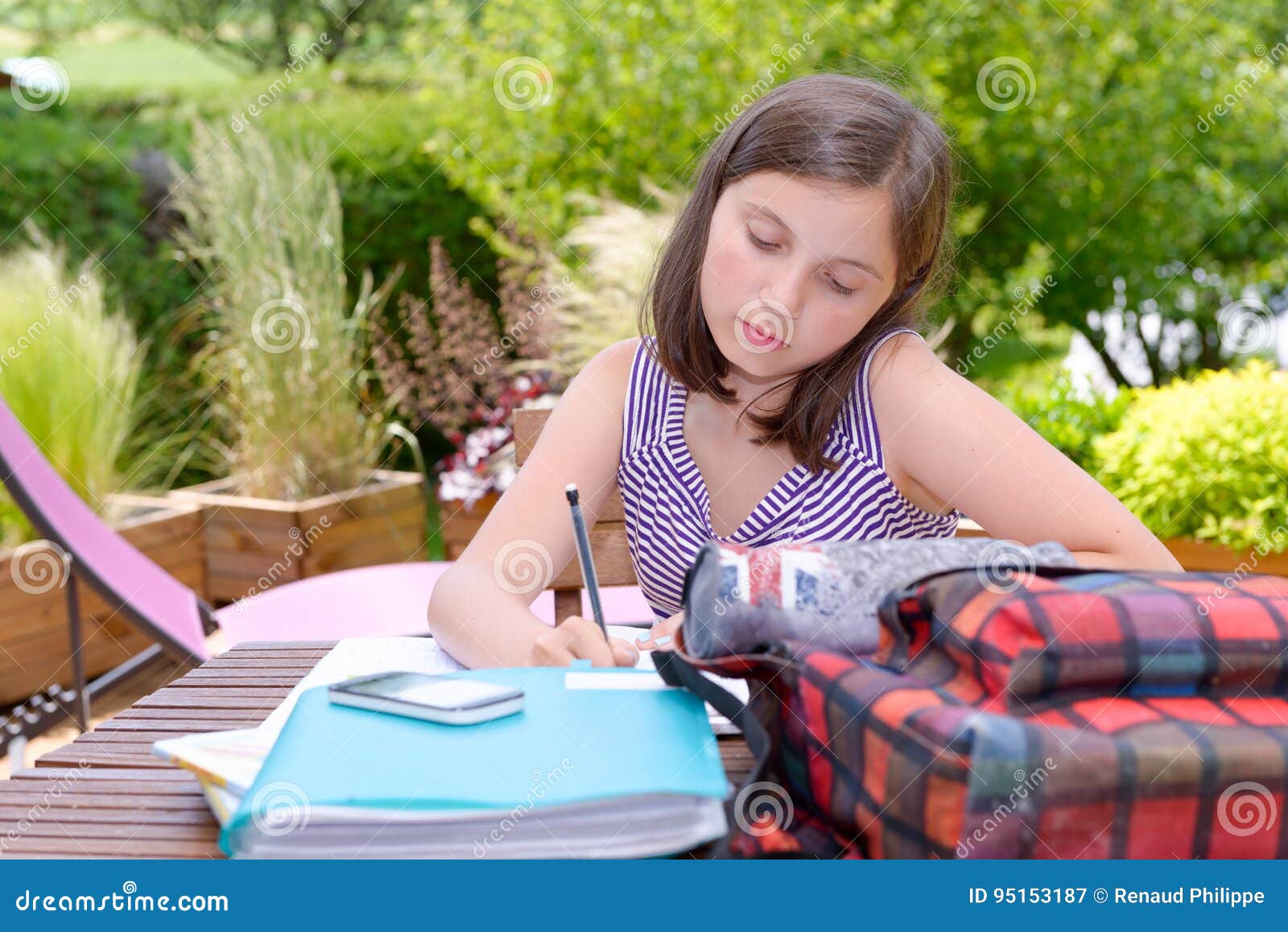 A Teenager Doing Her Homework Stock Image - Image of book, beautiful ...