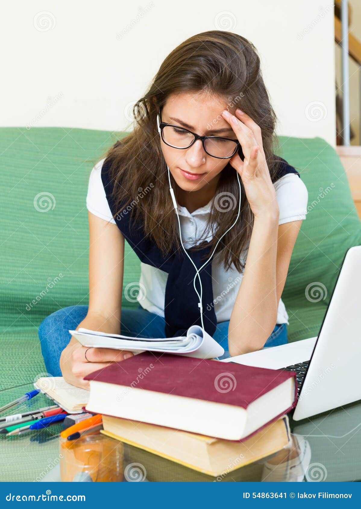 Teenager doing homework stock image. Image of doubt, homework - 54863641