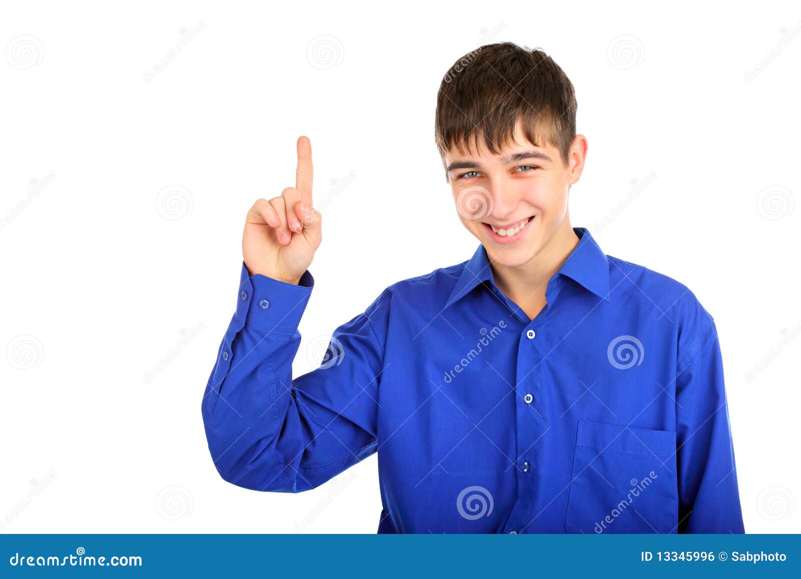 Teenager with finger up stock photo. Image of pointing - 13345996