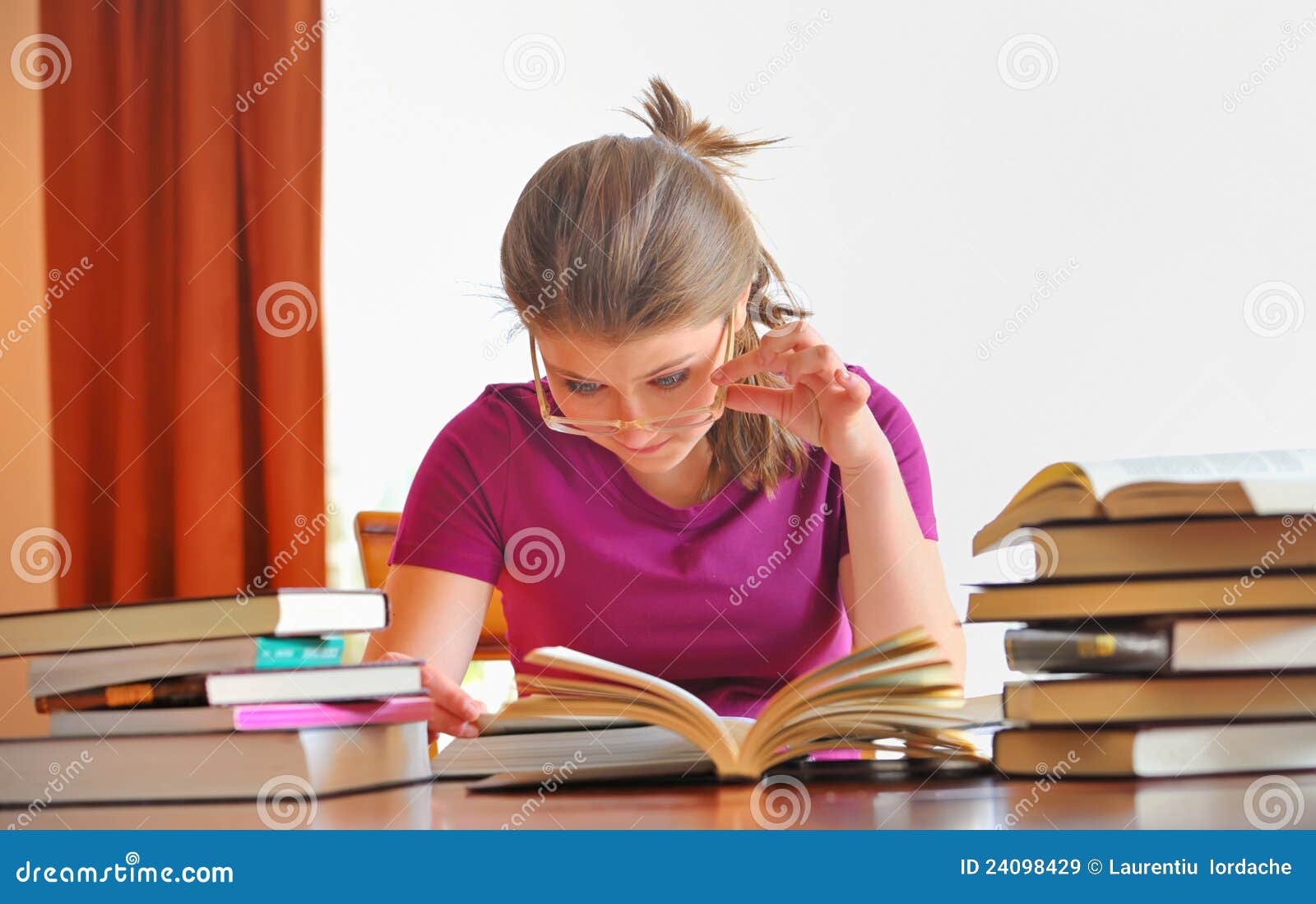 Teenager girl learning stock image. Image of knowledge - 24098429