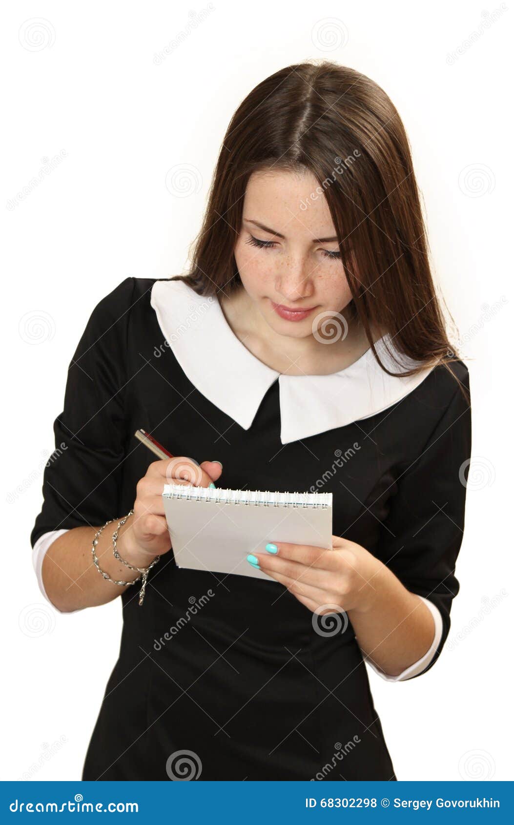 Teenager Girl with a Notebook and the Pen in Hands Stock Photo - Image ...