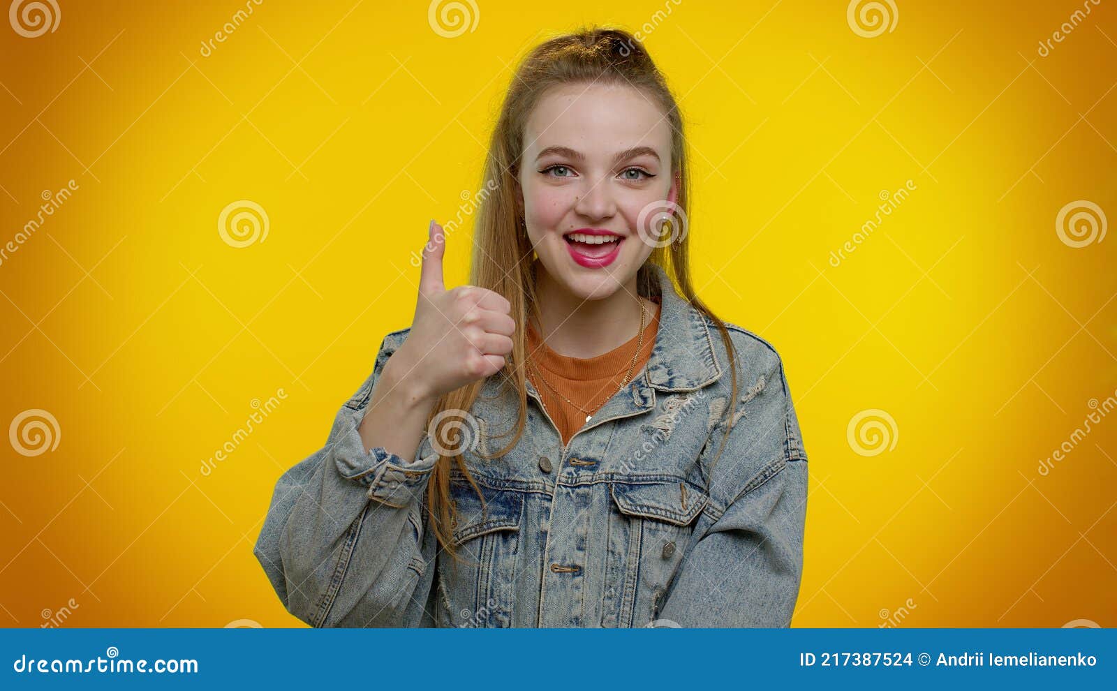 Teenager Girl Raises Thumbs Up Agrees Or Gives Positive Reply