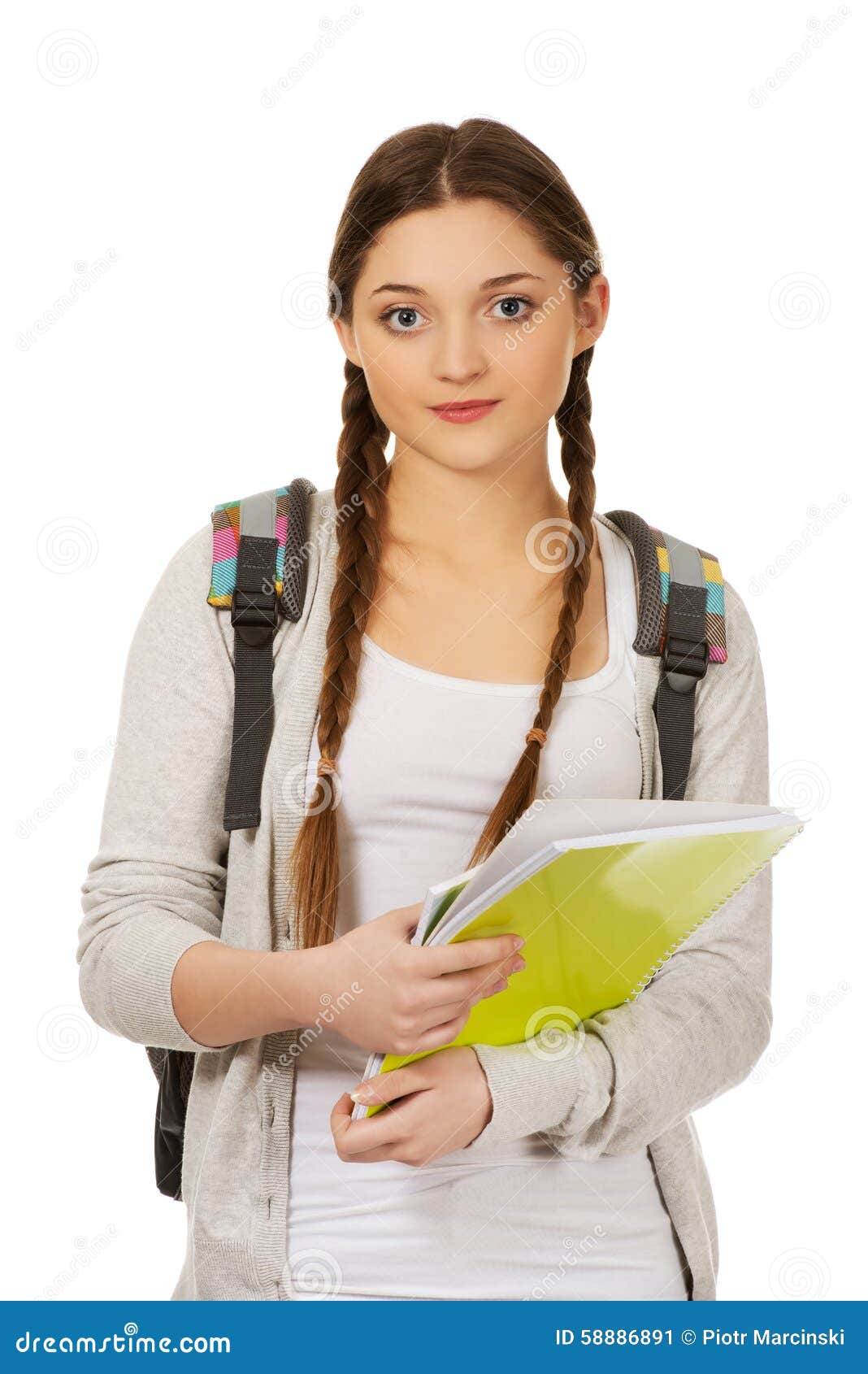 Teenager Girl with School Backpack. Stock Image - Image of school ...