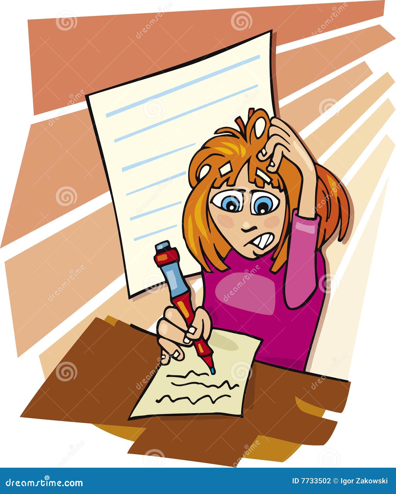 Teenager girl and test stock vector. Illustration of witty - 7733502