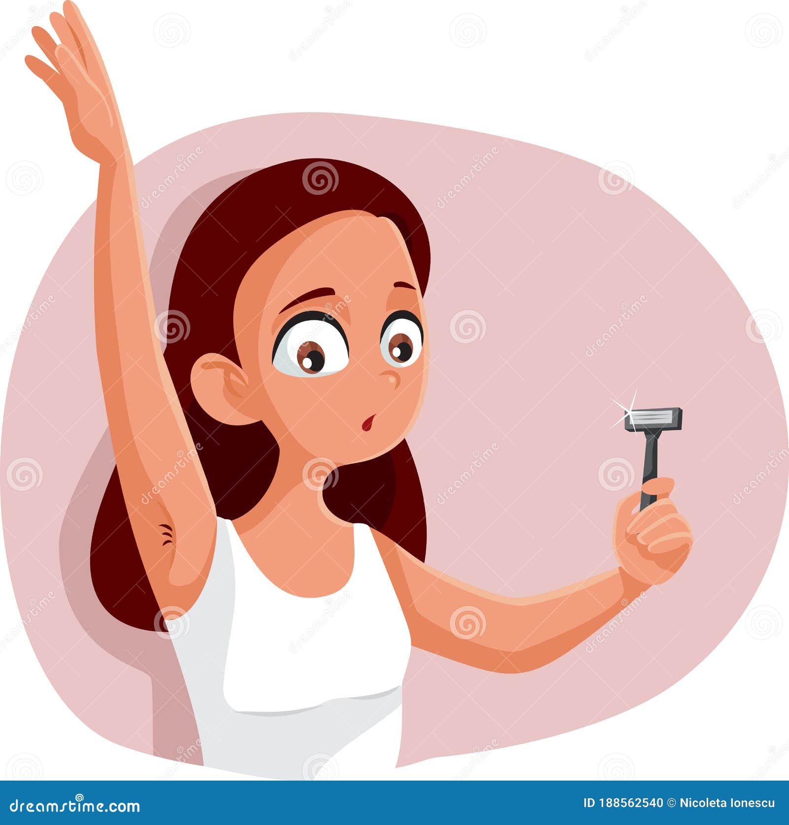 Teen Girl Shaving Armpit Vector Cartoon Illustration Cartoondealer