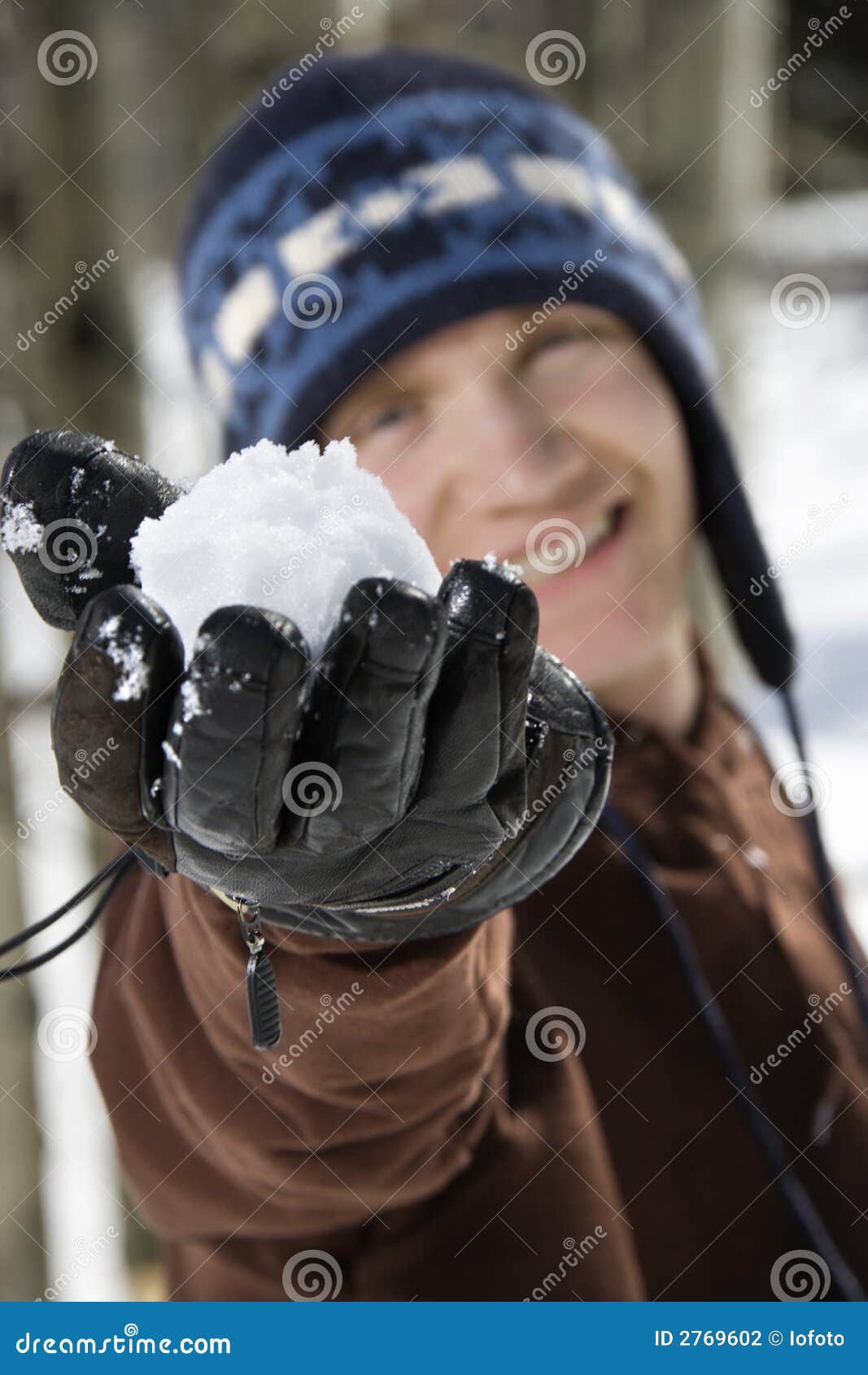 Teenager Holding a Snowball. Stock Photo - Image of young, male: 2769602