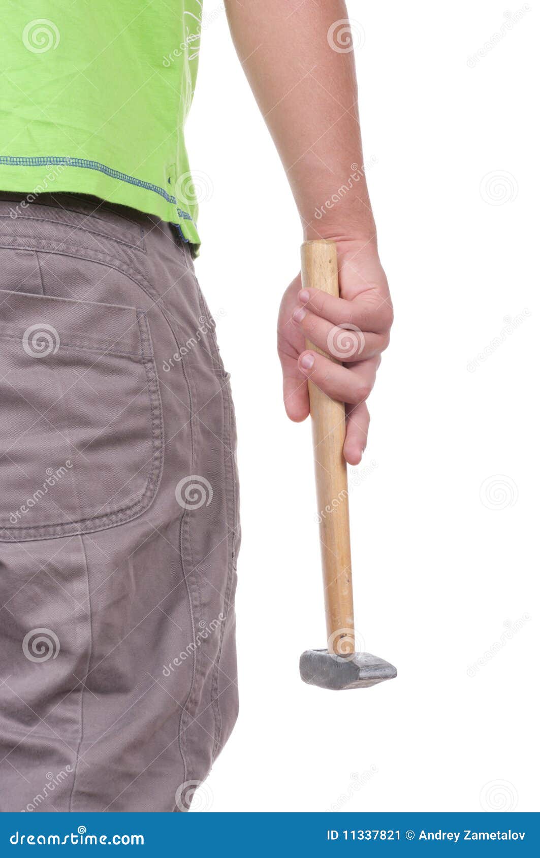 Teenager holds a hammer stock image. Image of white, clothes - 11337821