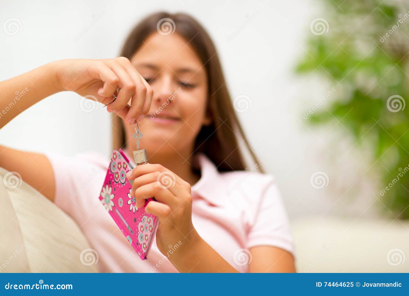 Teenager Holds the Key of the Diary Stock Image - Image of attractive ...