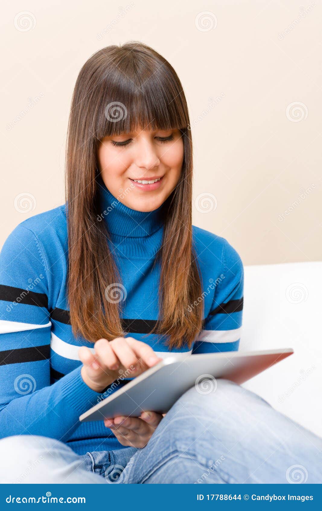 Teenager Home with Touch Screen Tablet Computer Stock Photo - Image of ...