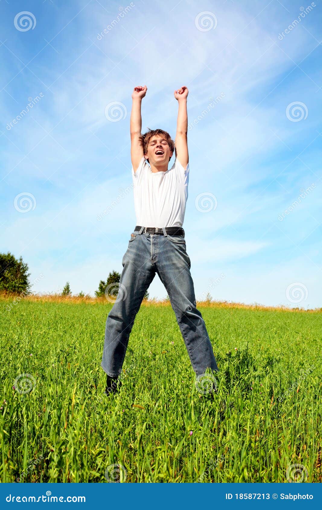 Teenager is jumping stock image. Image of field, action - 18587213