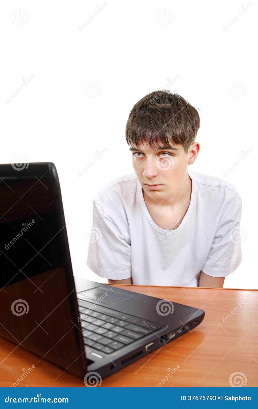 Teenager with Laptop stock image. Image of hesitant, computer - 37675793