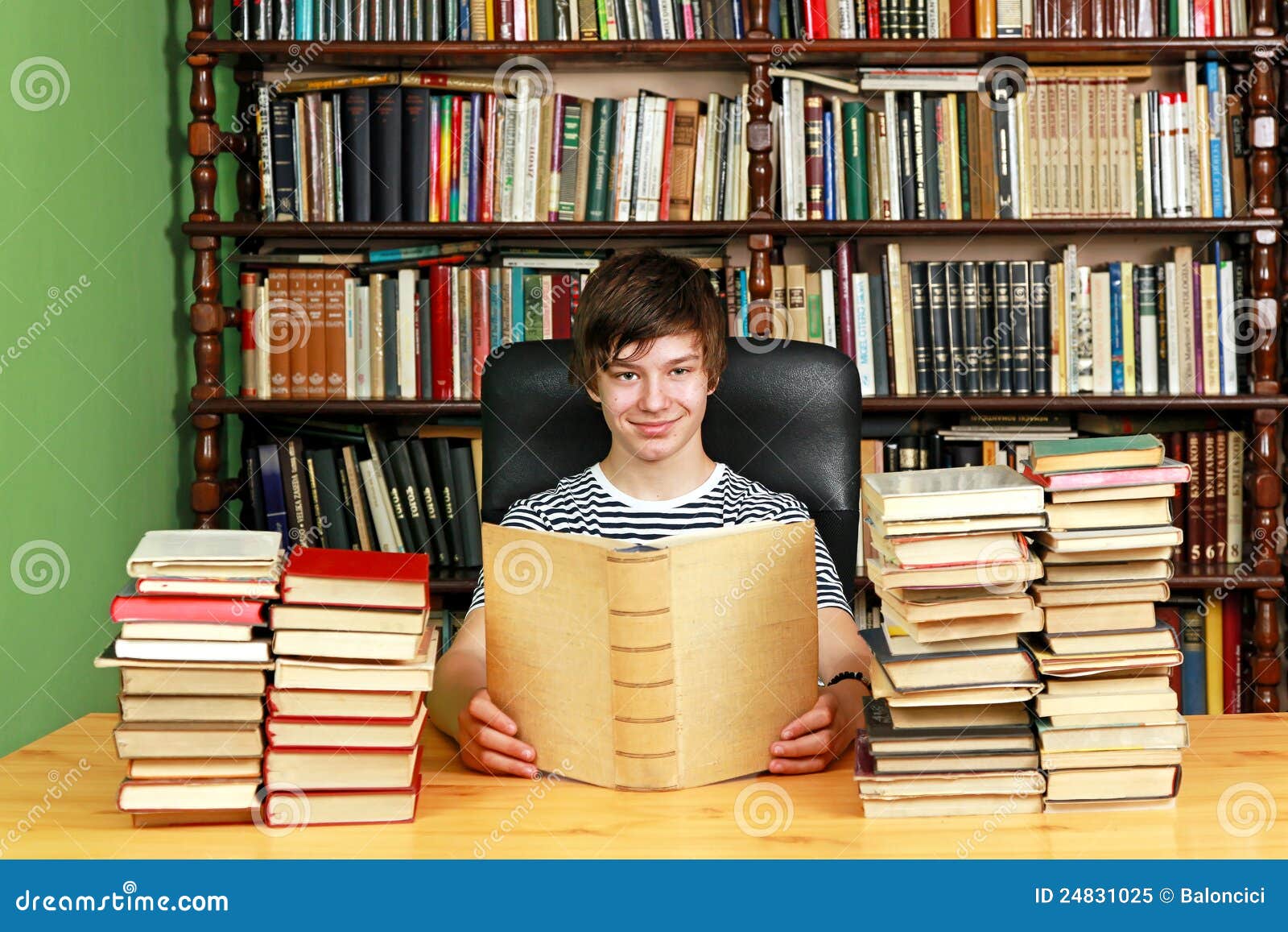 Teenager in library stock image. Image of laearning, young - 24831025
