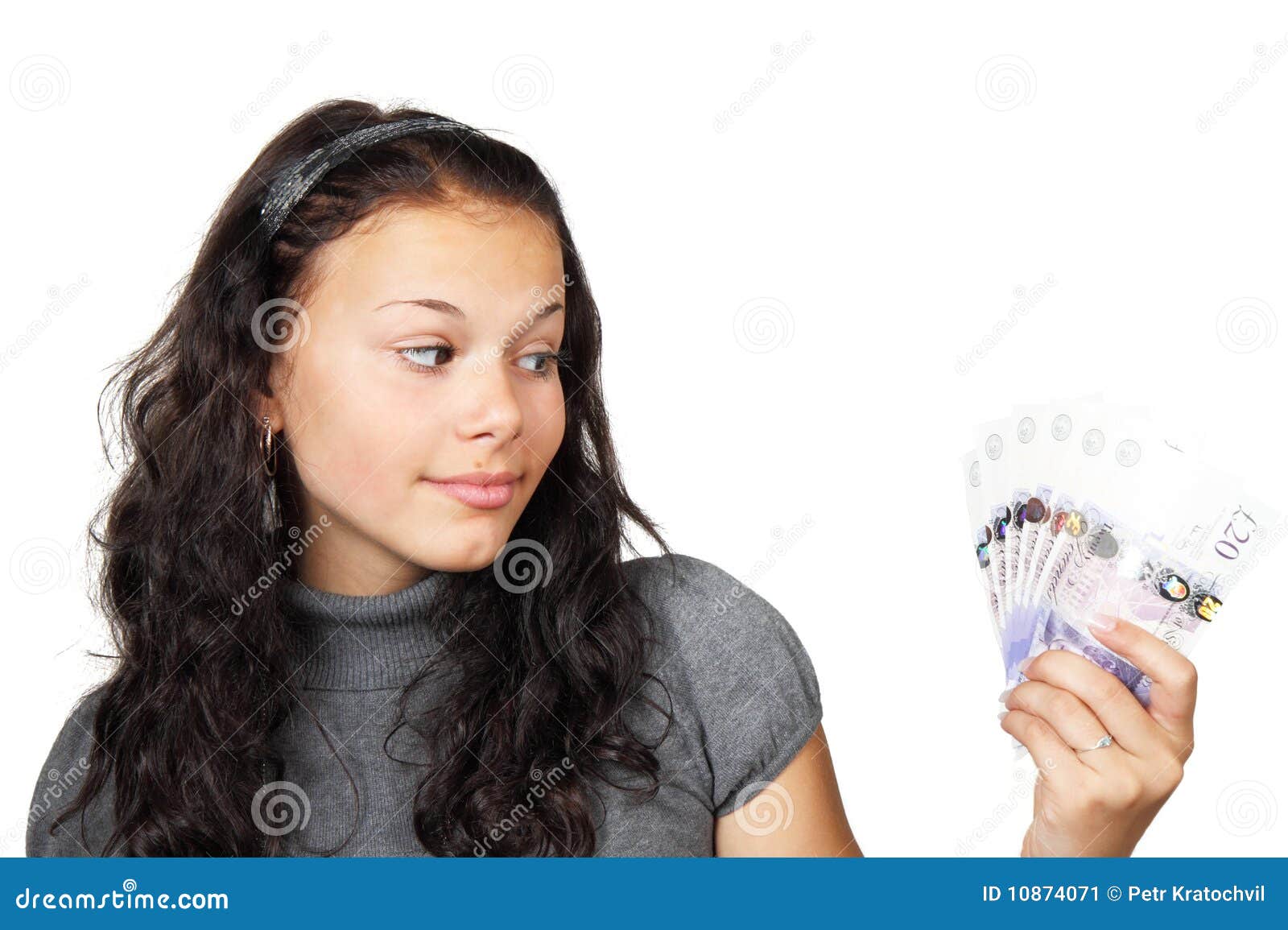Teenager looking at money stock image. Image of cash - 10874071