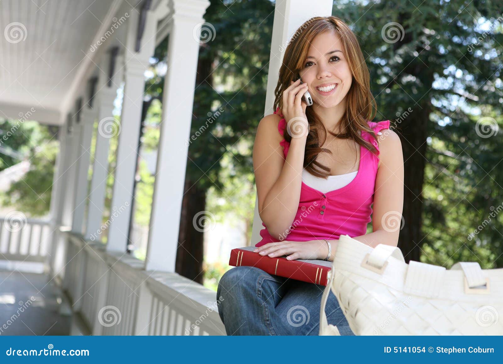 Teenager on Phone stock photo. Image of nature, cute, attractive - 5141054