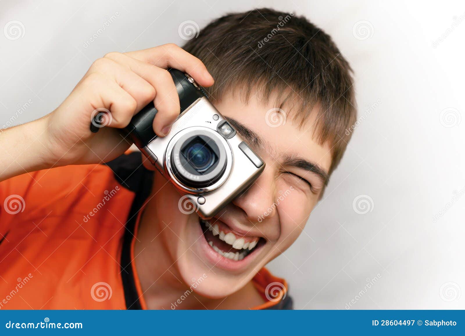Teenager with Photocamera stock image. Image of male - 28604497