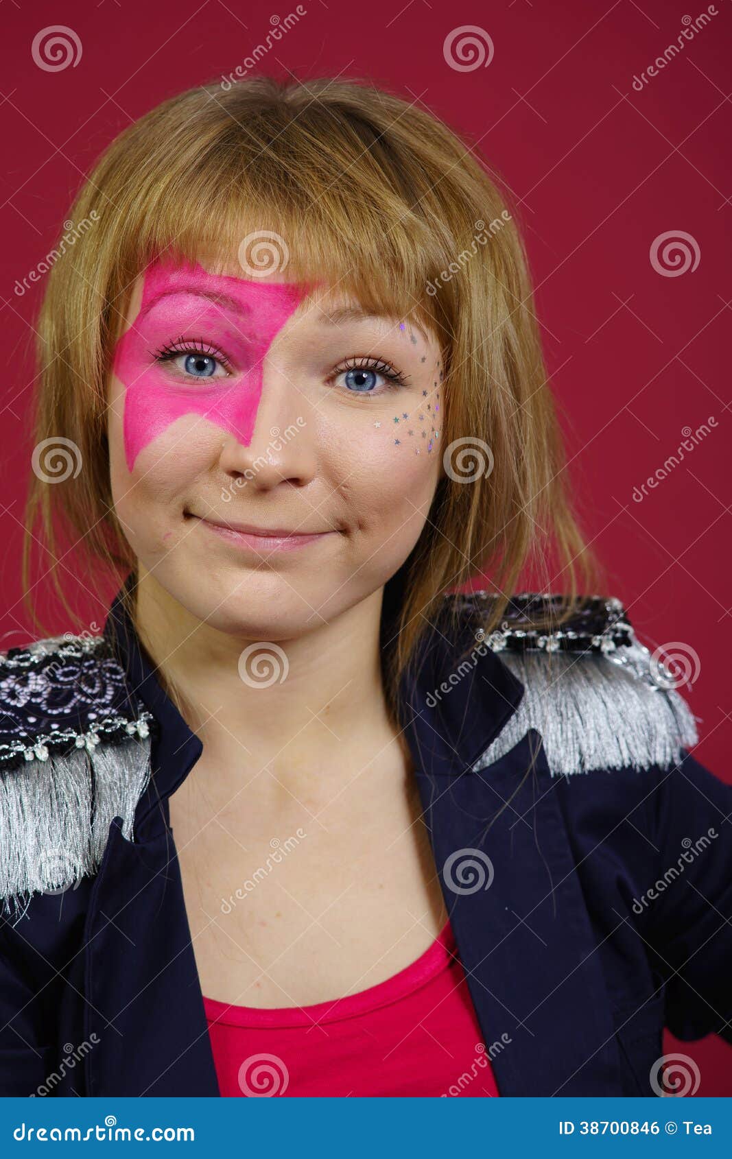 Teenager with Pink Star on the Face Stock Photo - Image of beauty, face ...