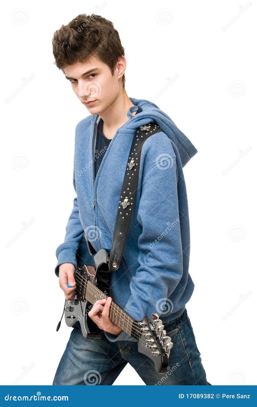 Teenager Playing Electric Guitar Stock Photo - Image of instrument ...
