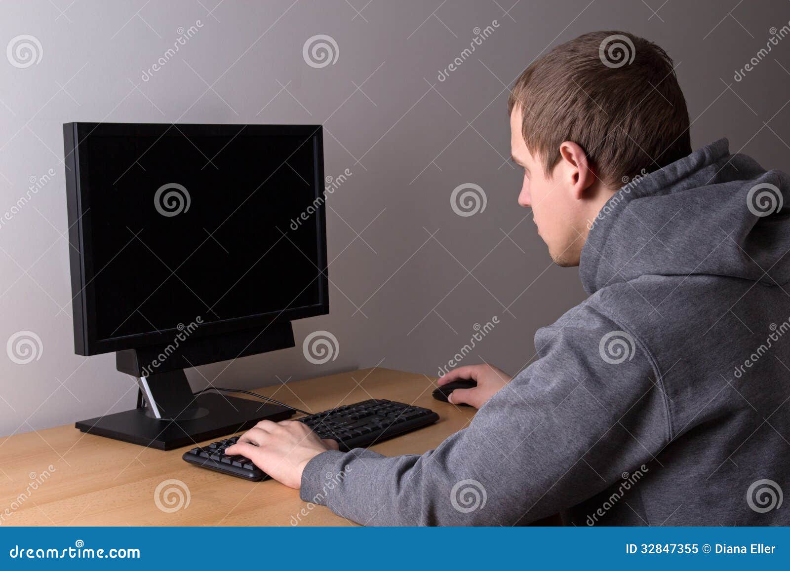 Teenager Playing a Video Game on Computer Stock Image - Image of human ...