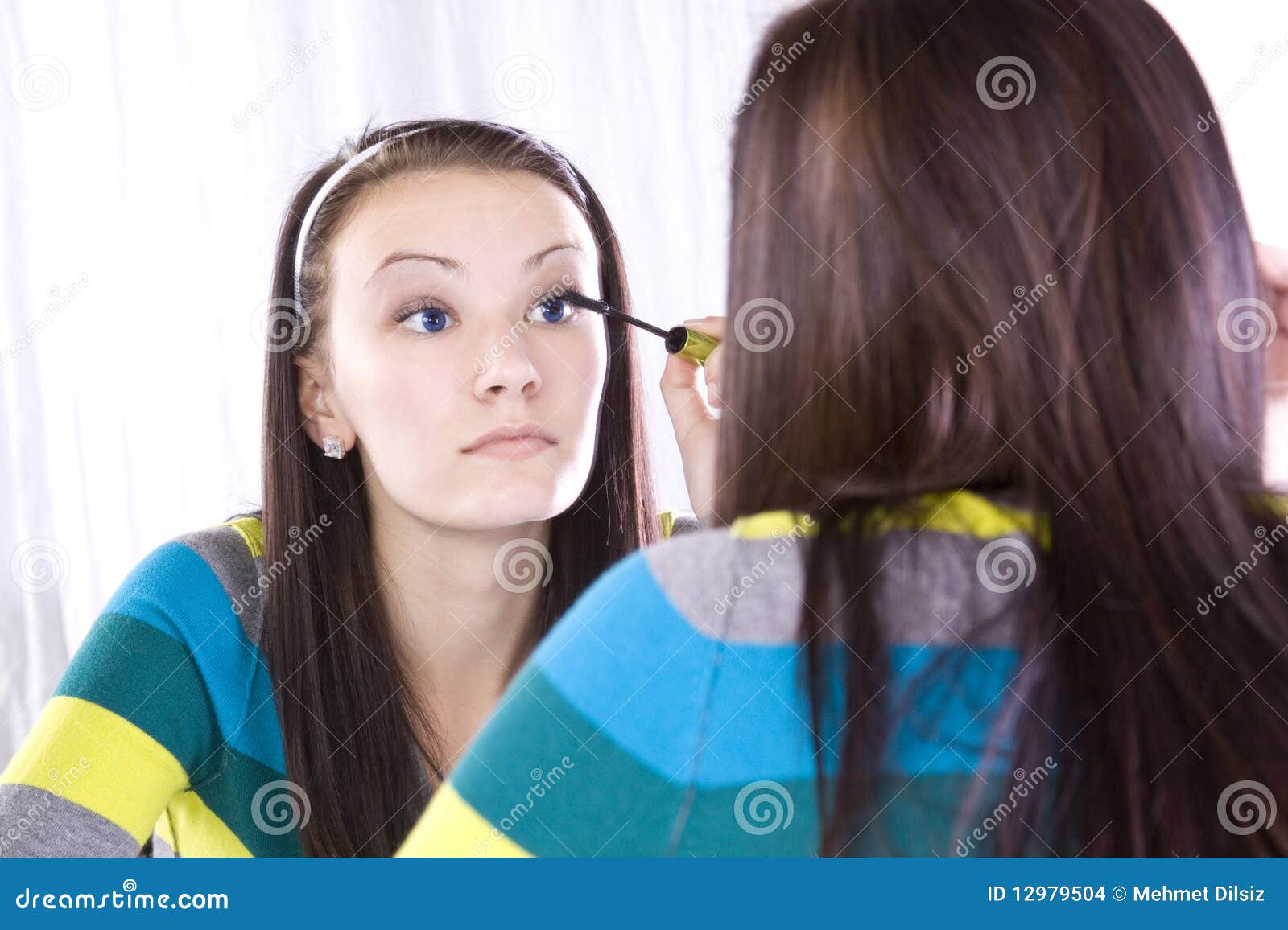 Teenager Putting on Make Up Stock Photo - Image of lips, look: 12979504