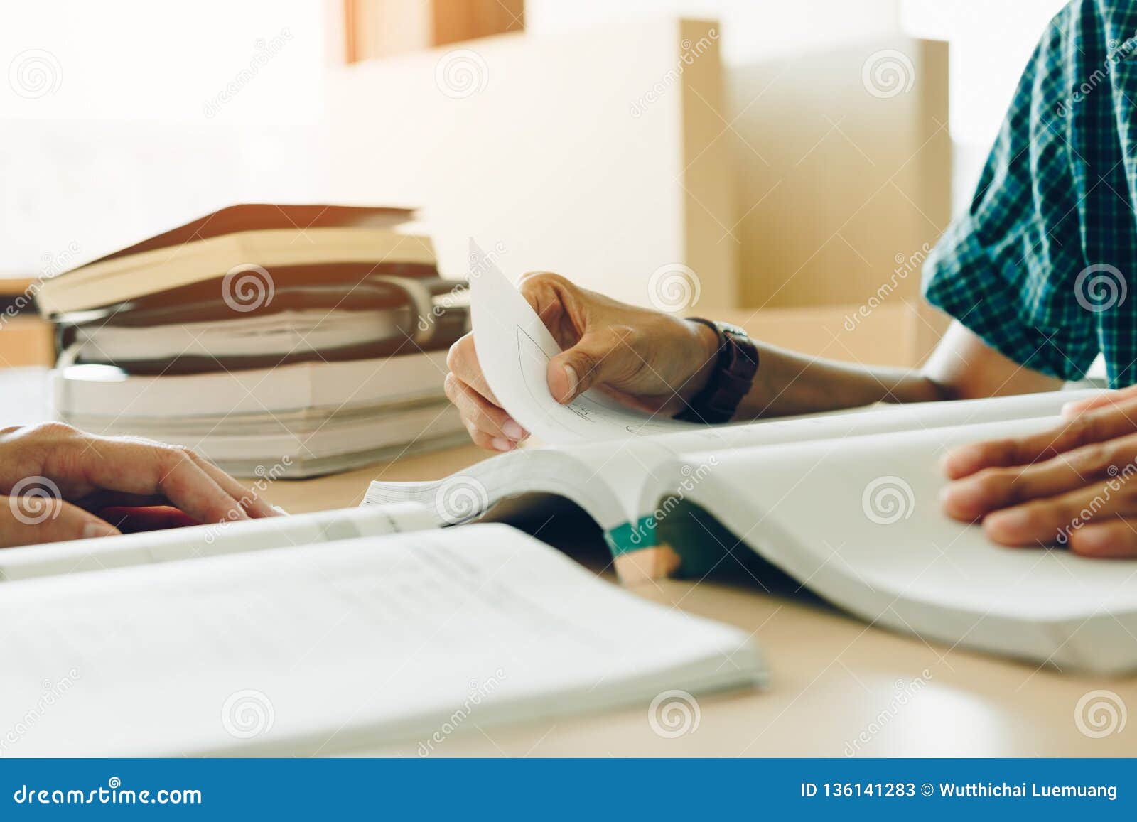 Teenager Reading Book in Library at School Stock Image - Image of class ...