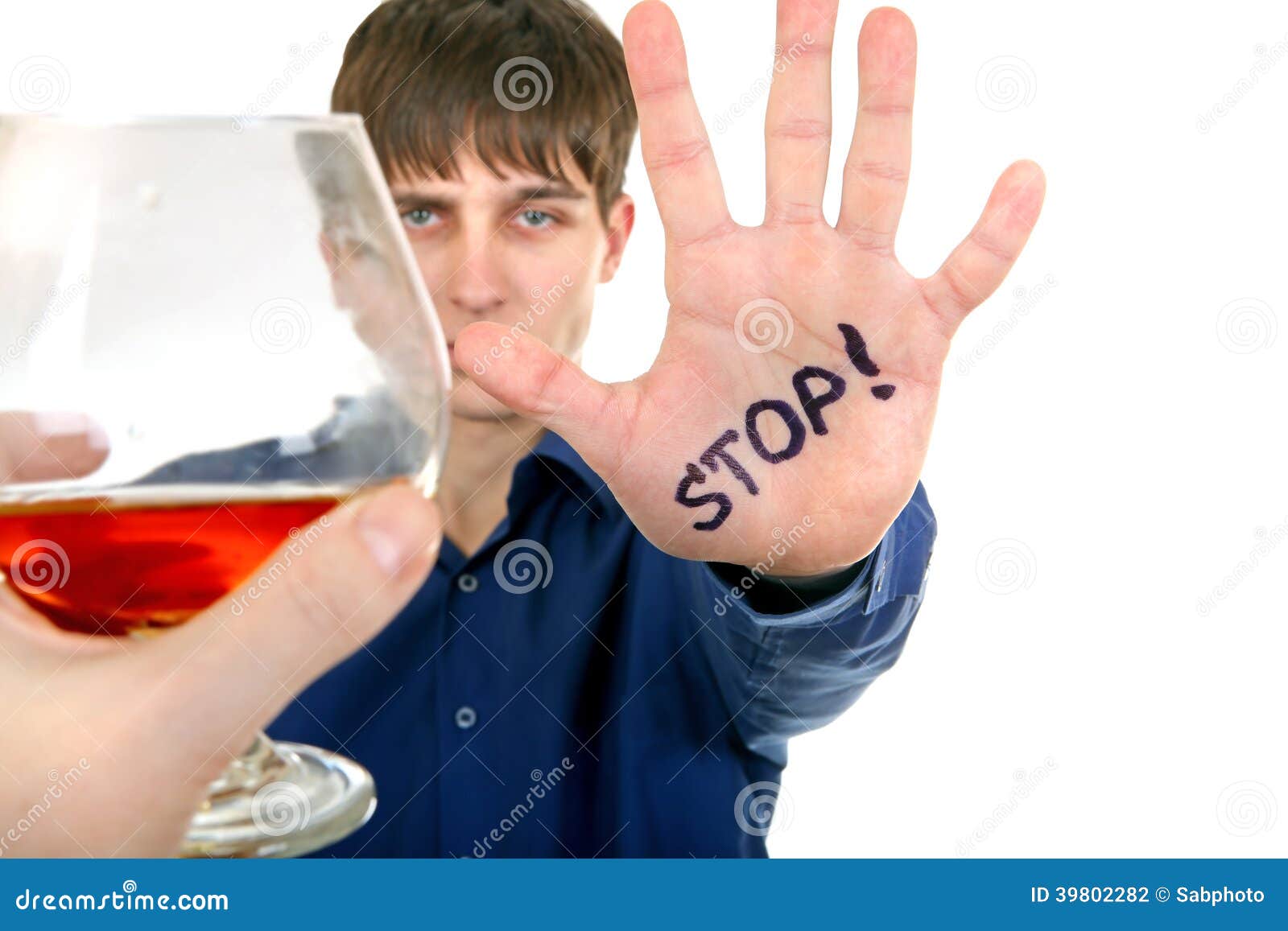 Teenager refuses Alcohol stock photo. Image of gesture - 39802282