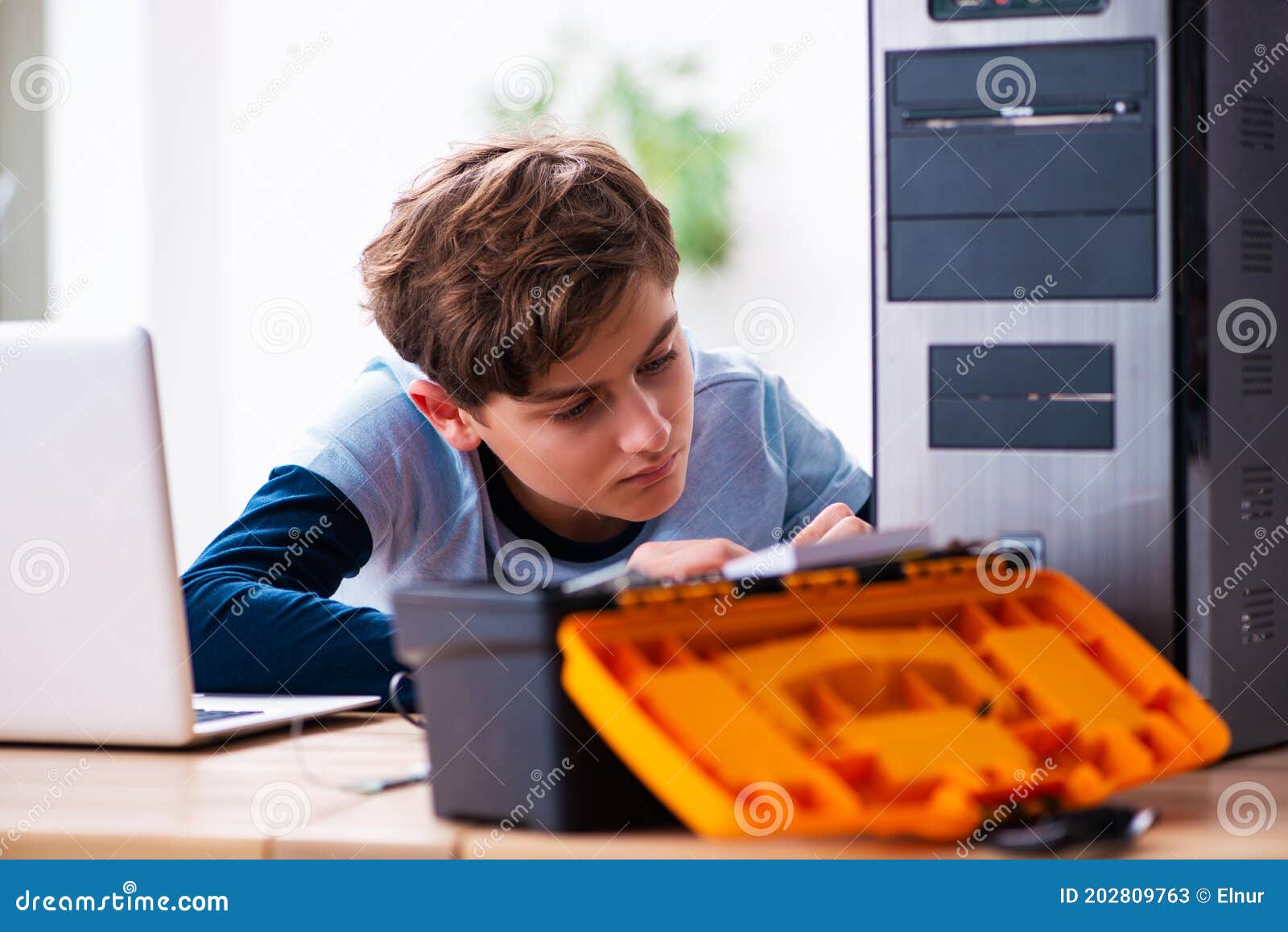 Boy Reparing Computers at Workshop Stock Image - Image of motherboard ...