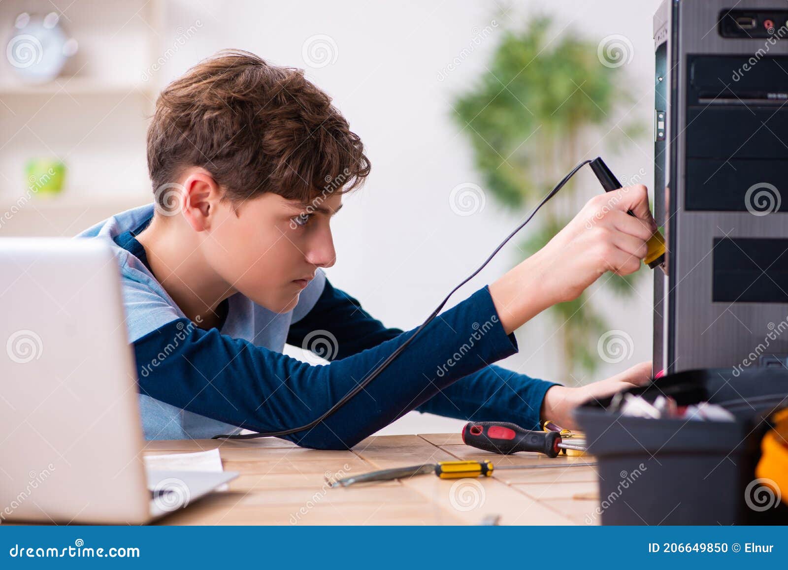 Boy Reparing Computers at Workshop Stock Photo - Image of repair ...