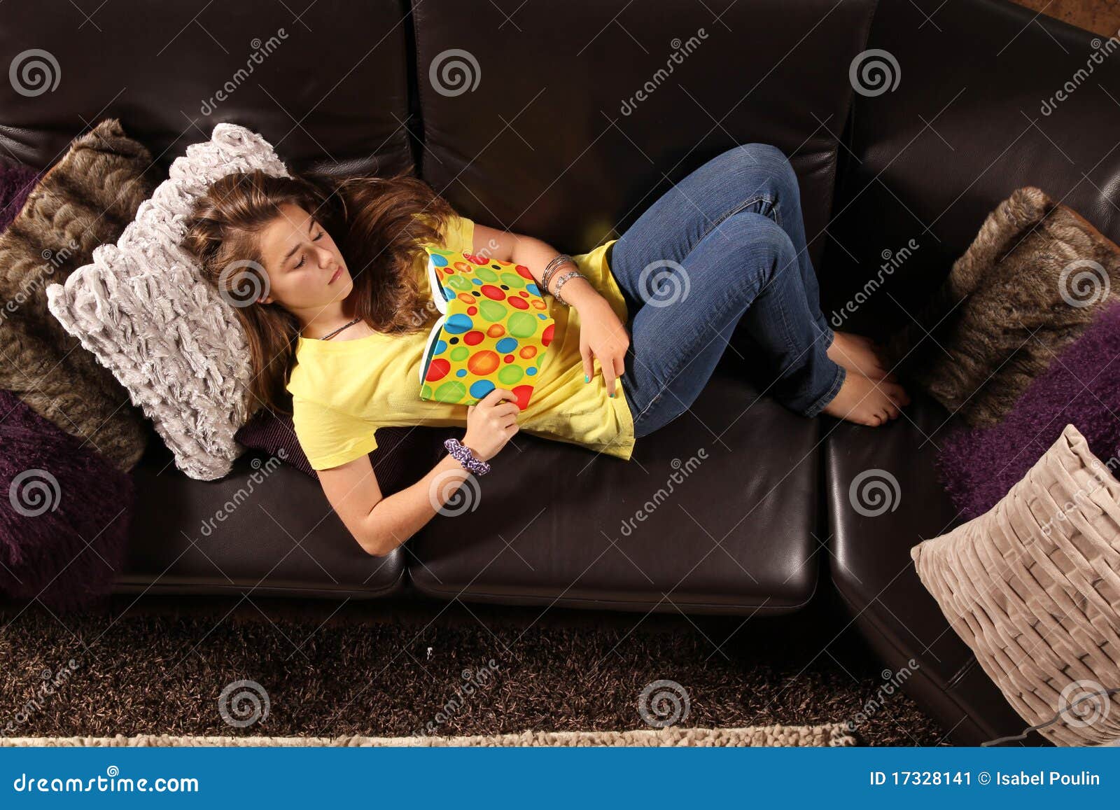 Teenager resting on sofa stock image. Image of teen, teenager - 17328141