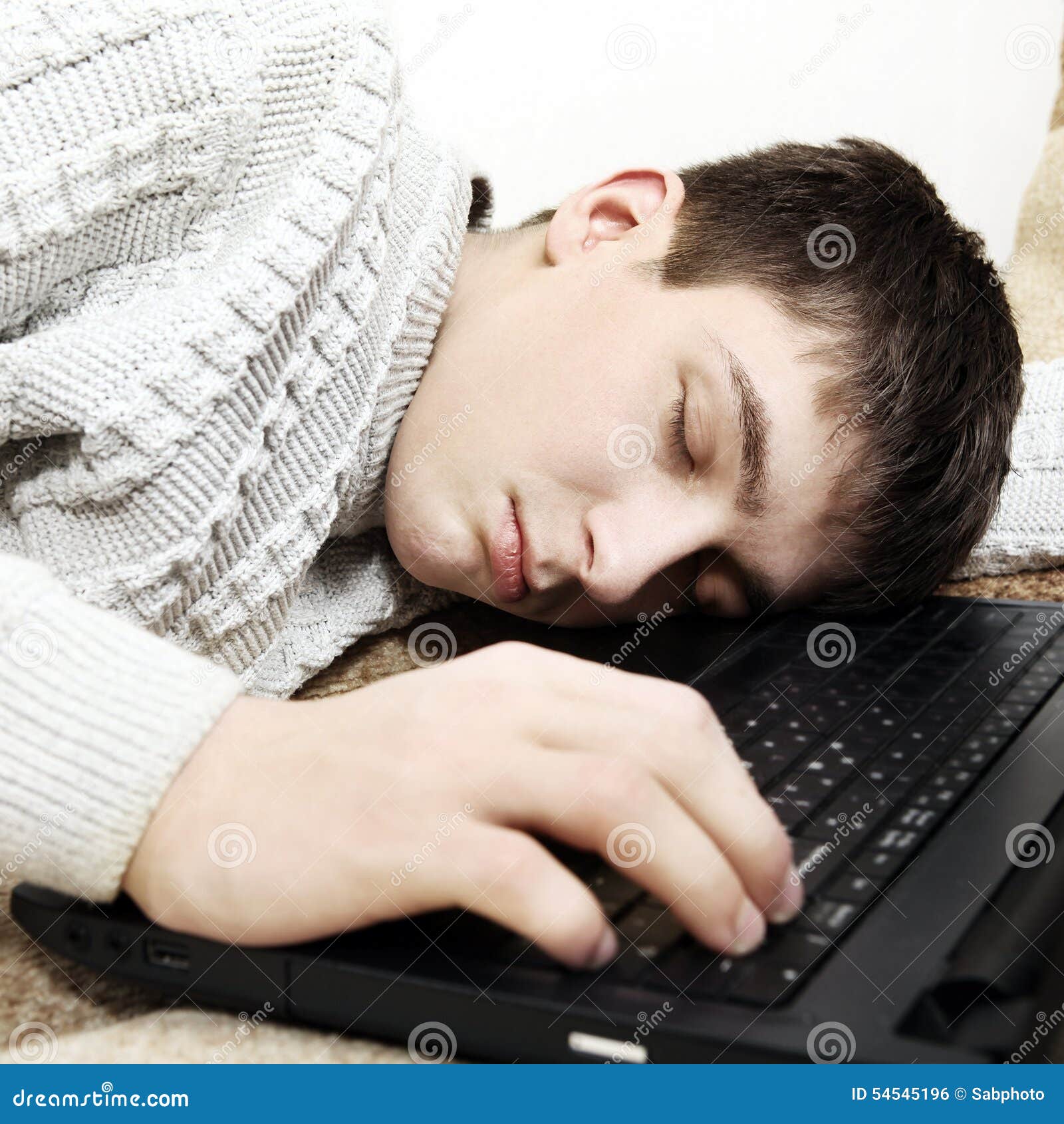 Teenager sleep on Laptop stock photo. Image of sleepy - 54545196