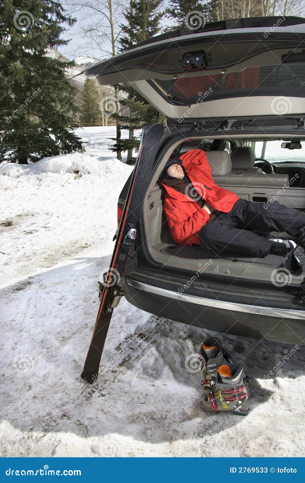 Teenager sleeping in car. stock image. Image of leisure - 2769533
