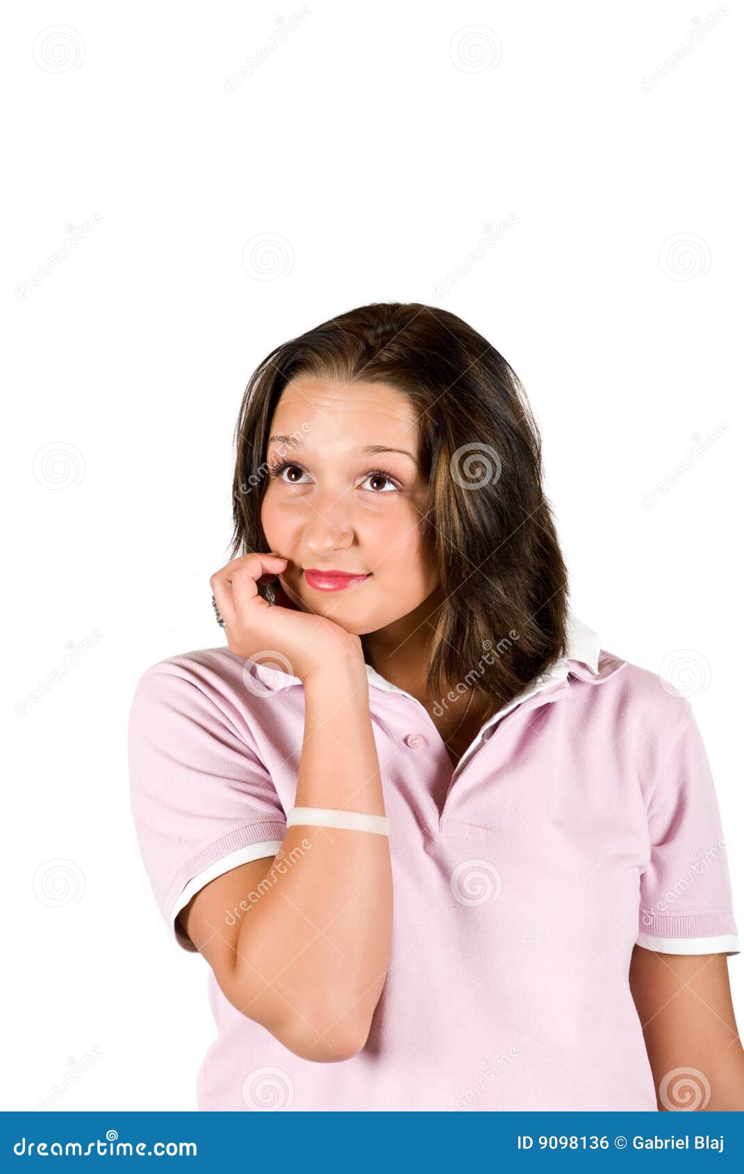 Teenager Smile and Thinking Stock Photo - Image of chin, charm: 9098136