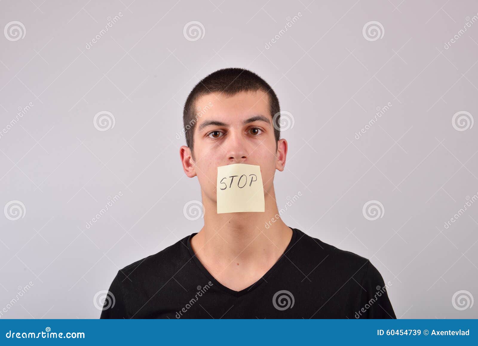 Teenager with Stop Note on the Mouth Stock Image - Image of headshot ...