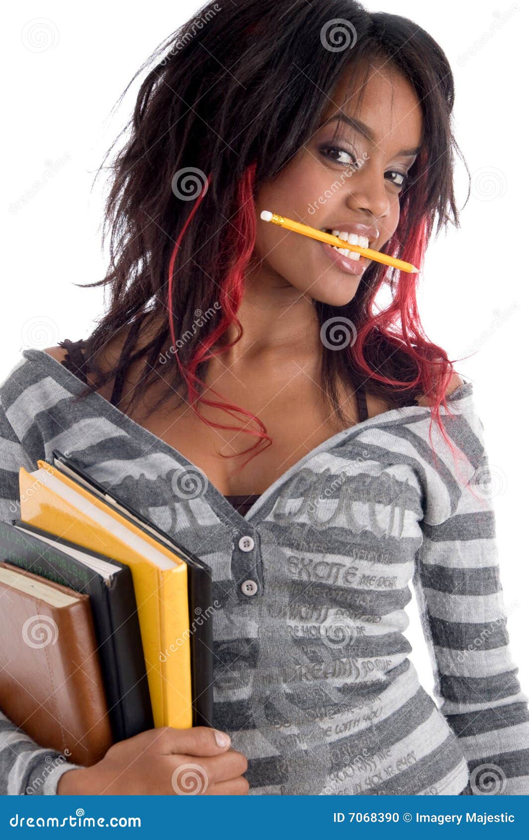 Teenager Student Holding Her Study Books Stock Photo - Image of reading ...