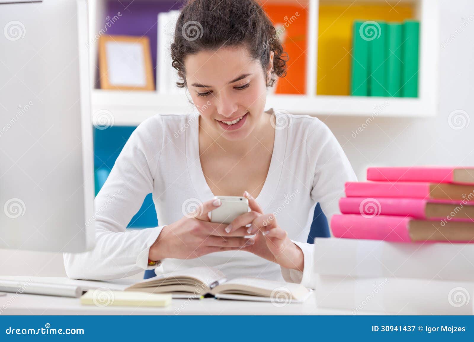 Teenager Student Typing Message Stock Image - Image of homework, book ...