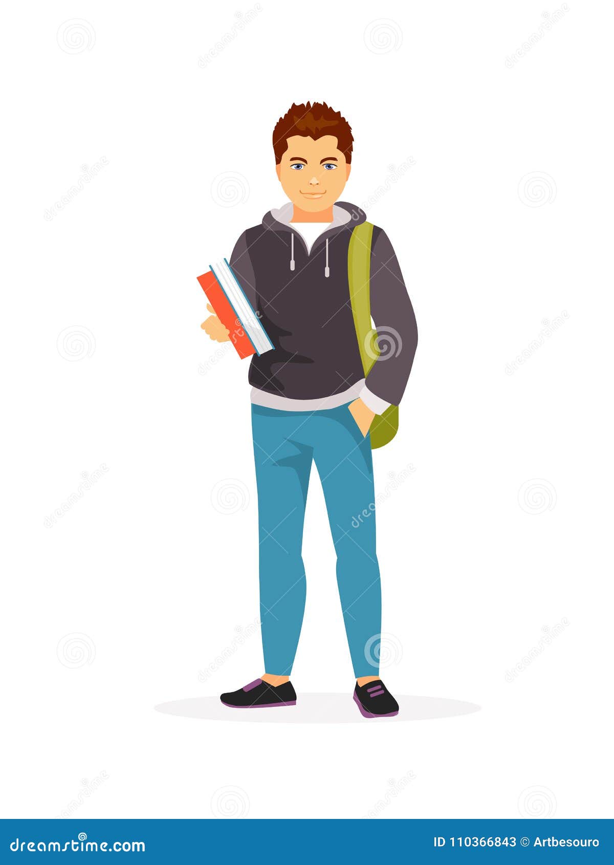 Teenager student vector stock vector. Illustration of fullbody - 110366843