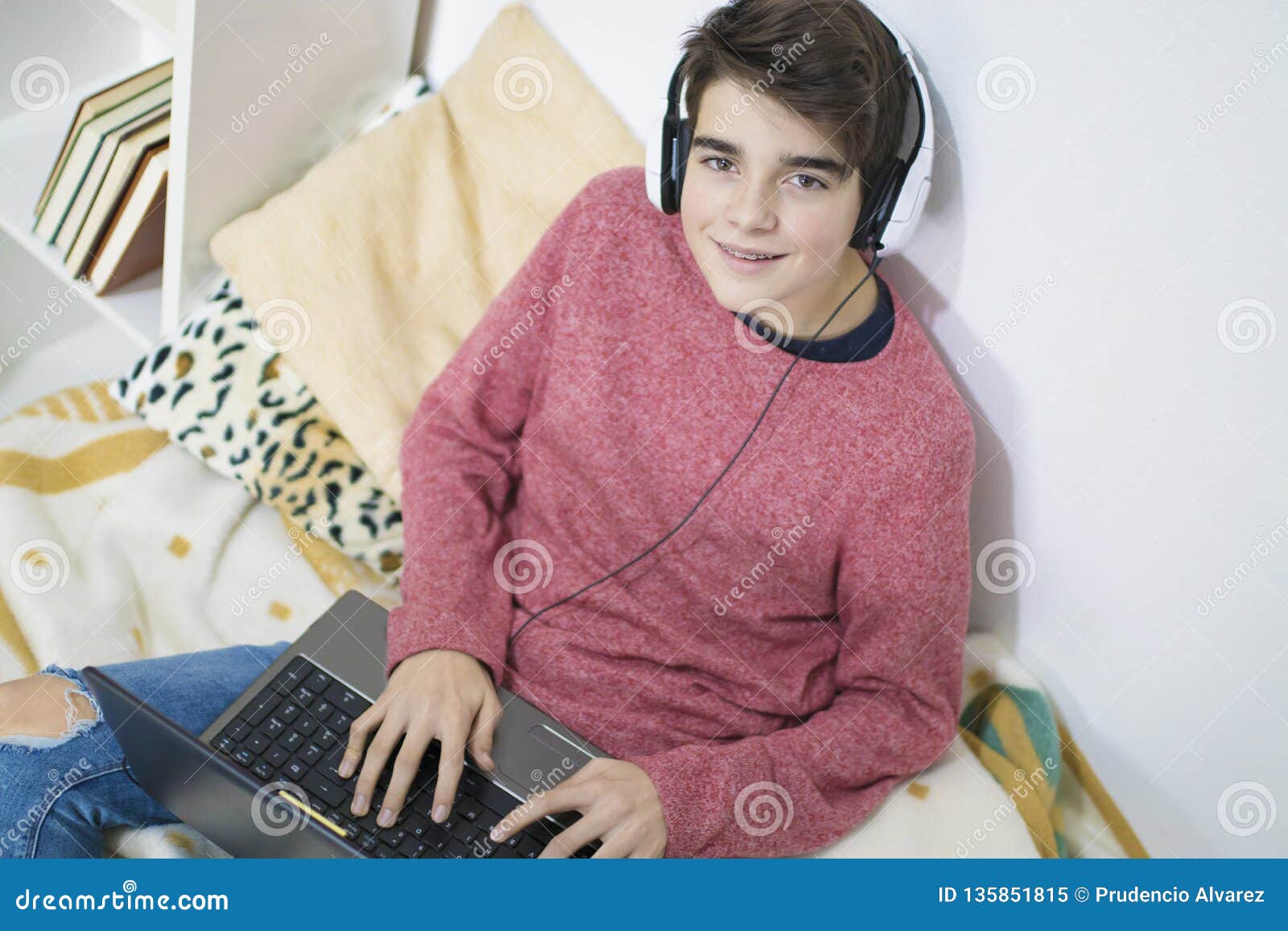 Teenager or Student Working with the Computer Stock Image - Image of ...