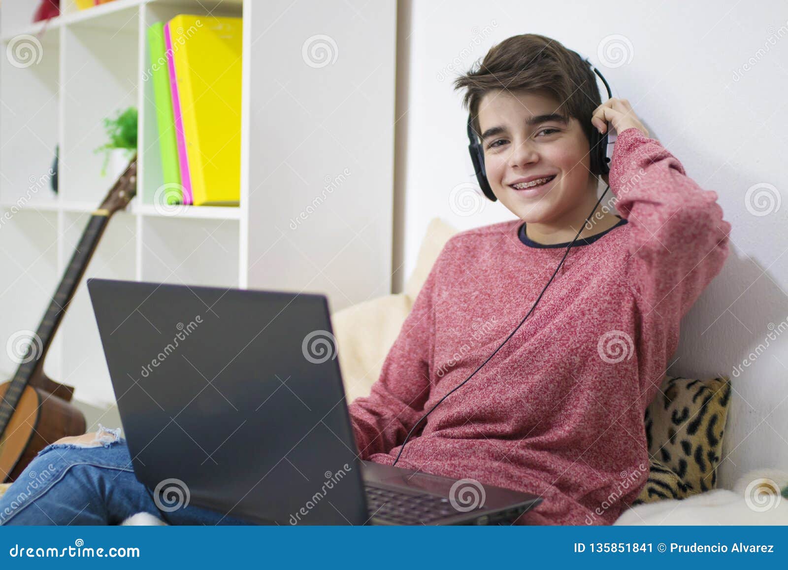 Teenager or Student Working with the Computer Stock Image - Image of ...