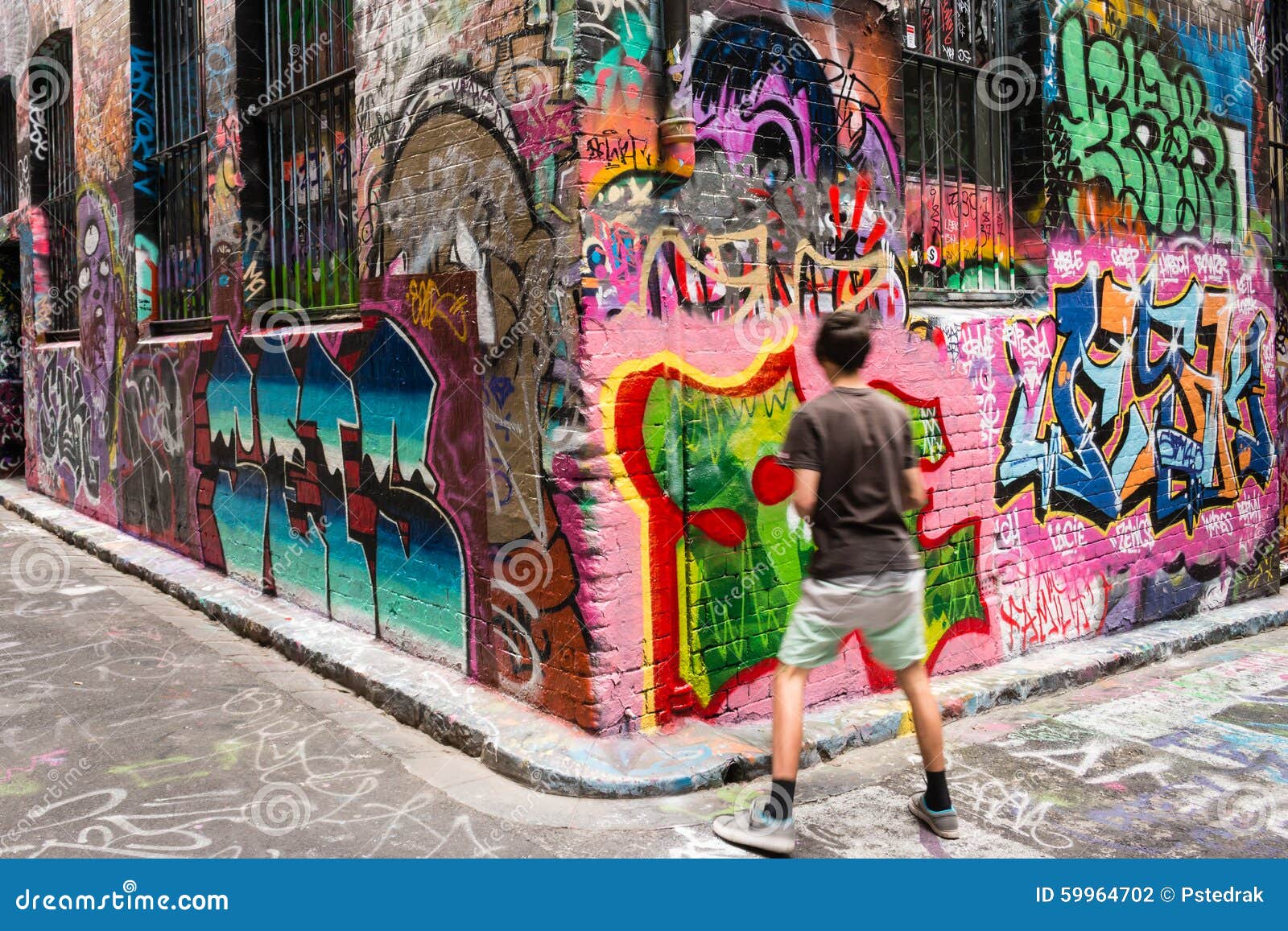 Teenager Tagging Graffiti Wall Editorial Photography - Image of lane ...