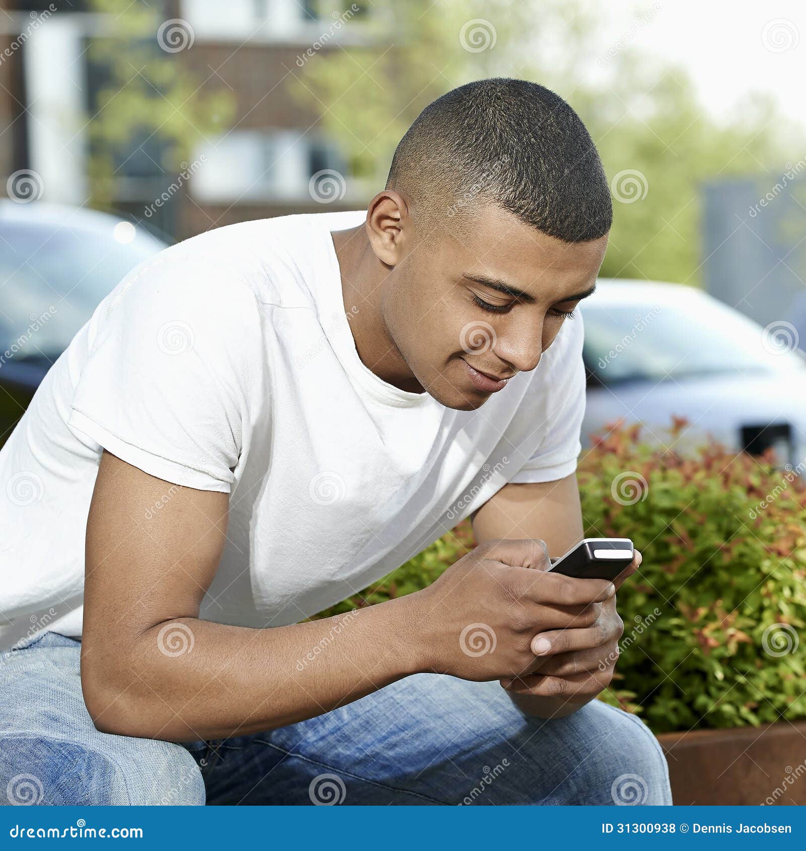 Teenager Texting on His Mobile Stock Photo - Image of telefon, smart ...
