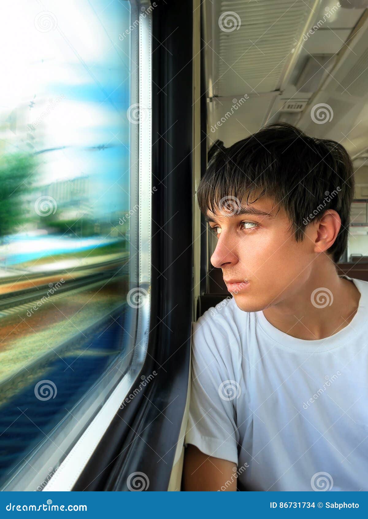 Teenager in the Train stock photo. Image of lonely, teenager - 86731734