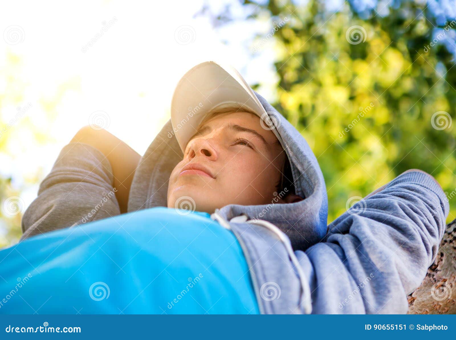 Teenager on the Tree stock image. Image of rural, nature - 90655151