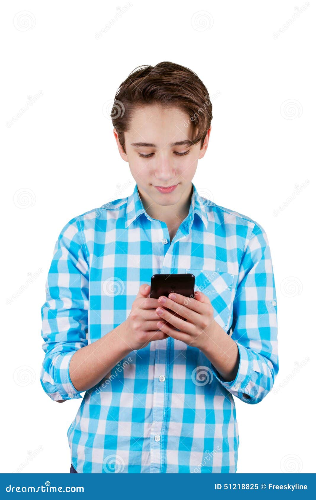 Teenager is Typing a Message in Phone. Stock Image - Image of college ...
