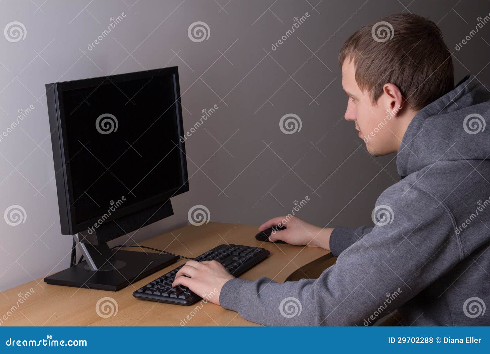 Teenager Using a Personal Computer Stock Photo - Image of black, home ...