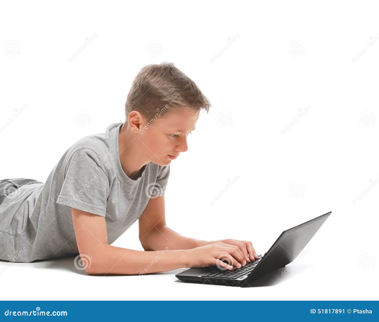 Teenager Using Notebook Computer Stock Image - Image of notebook, years ...
